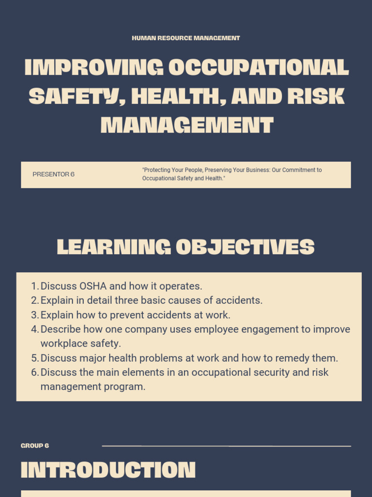 Improving Occupational Safety Health and Risk Management | PDF ...