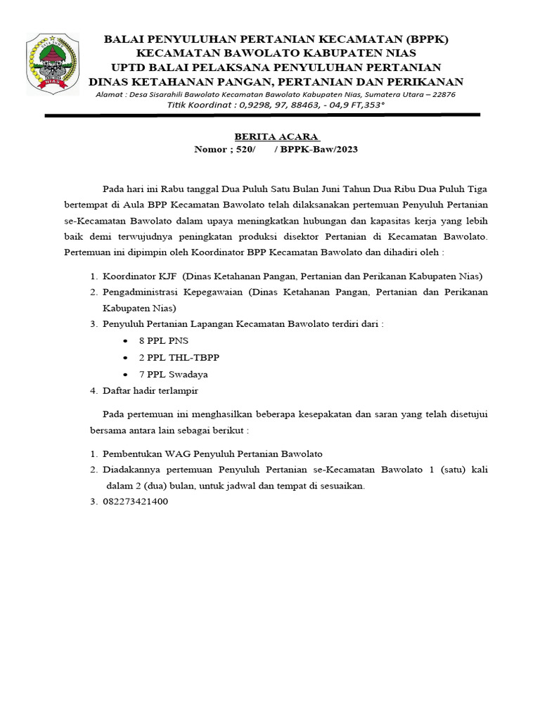 Berita Acara Pertemuan PPL | PDF
