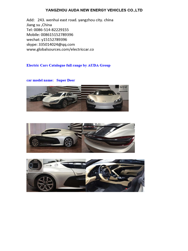 AUDA Electric Cars Catalogue | PDF | Electric Motor | Brake
