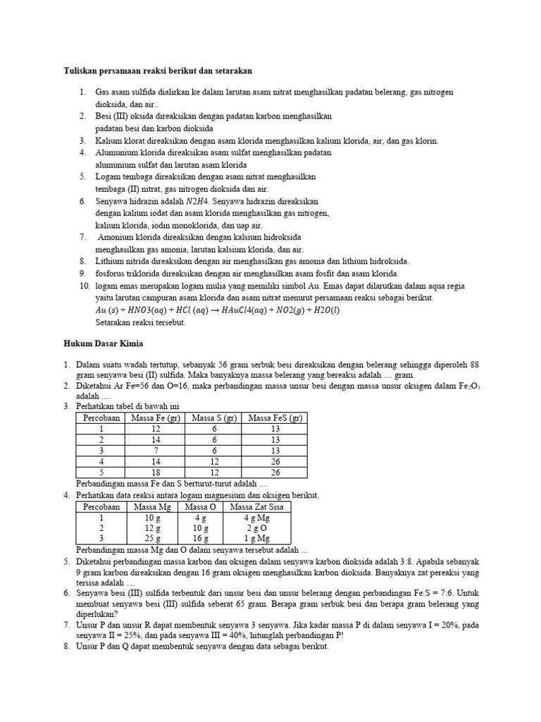 Latihan UTS X Kimia Semester 2 | PDF | Sains & Matematika
