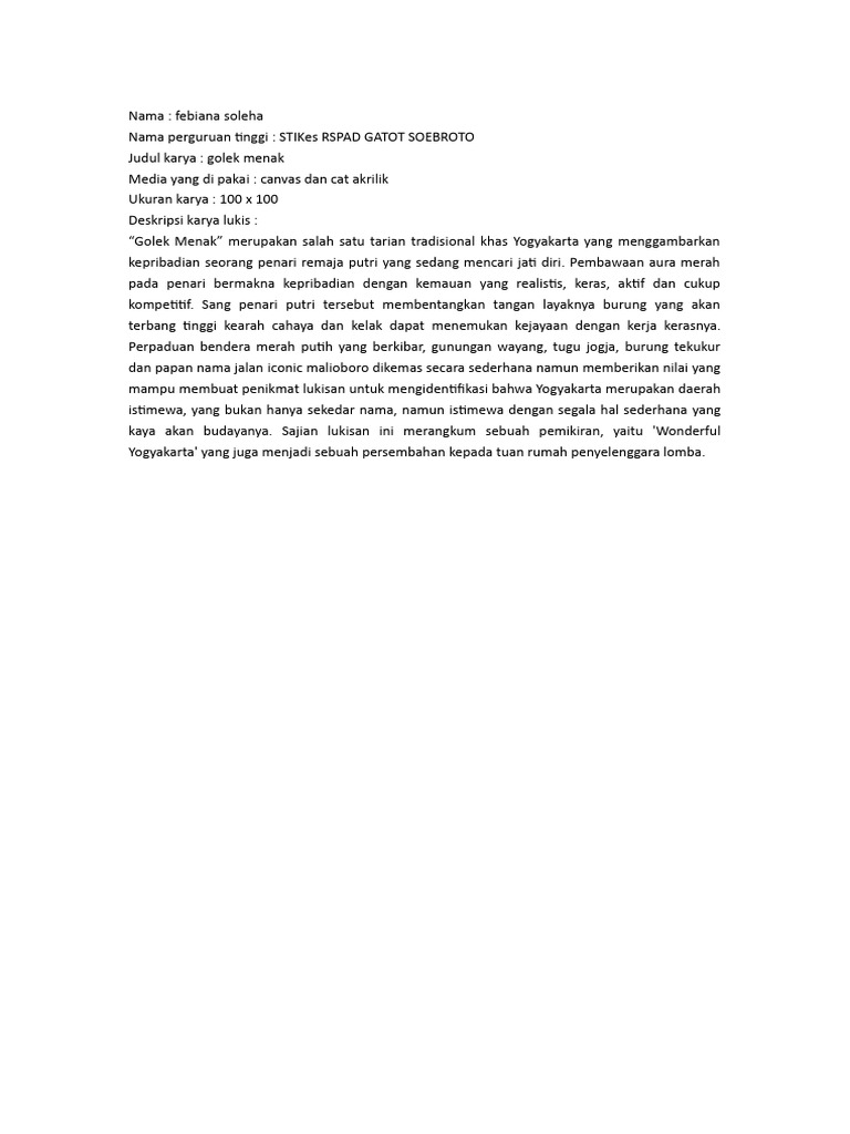 Lukisan "Golek Menak" Yogyakarta | PDF | Seni