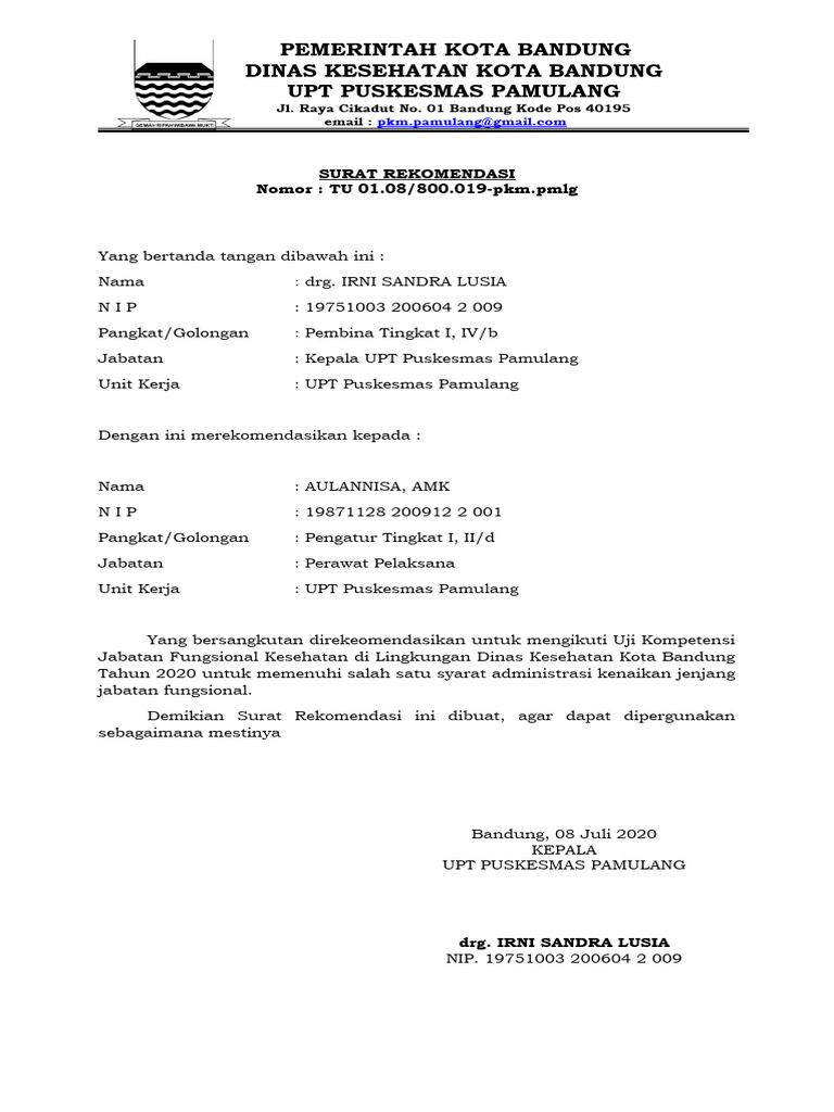 Form Surat Rekomendasi | PDF