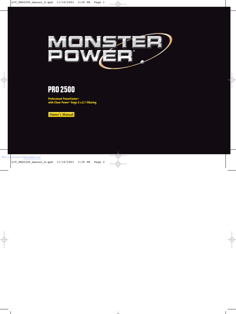 Manual Monster Cable Pro 2500 | PDF | Electric Current ...