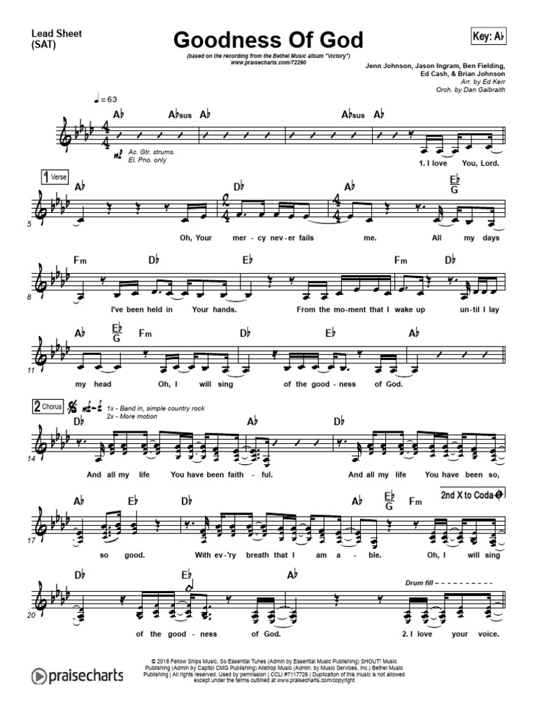 Goodness of God LeadSheet Ab | PDF