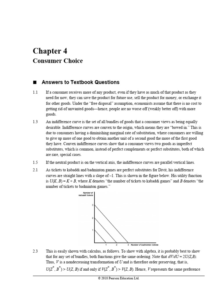 Consumer Choice: Answers To Textbook Questions | PDF | Utility | Economies