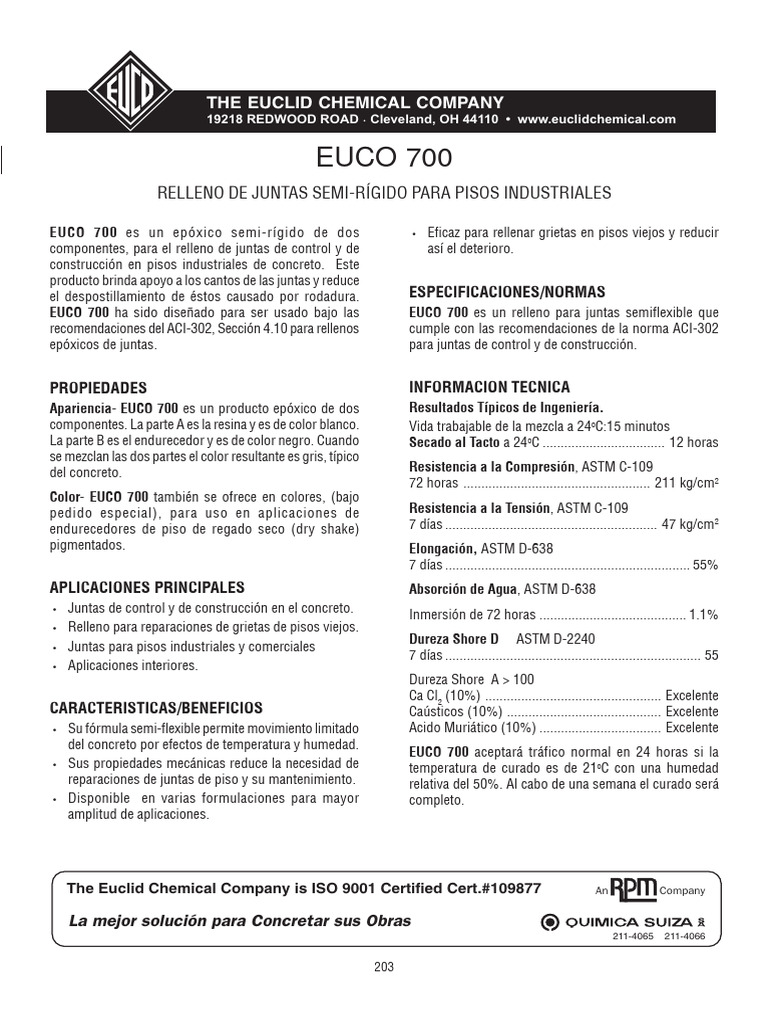Euco 700 | PDF | Hormigón | Física Aplicada e Interdisciplinaria