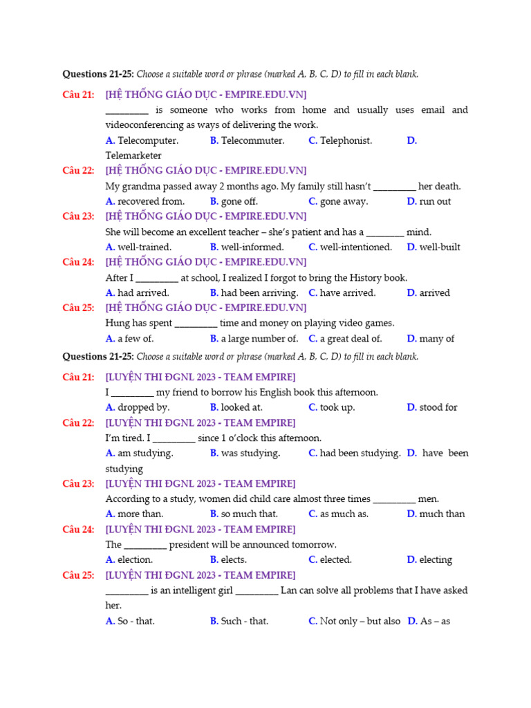 Fill in The Blanks (Part 2) and 1 Full Paper | PDF