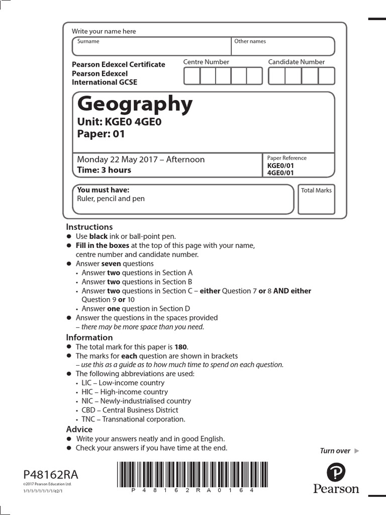 June 2017 Qp Paper 1 Edexcel Geography Igcse Pdf Coast Ecology