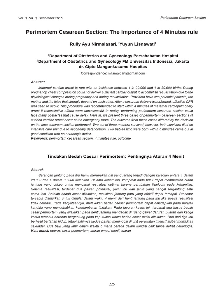 Perimortem SC | PDF | Caesarean Section | Cardiopulmonary Resuscitation