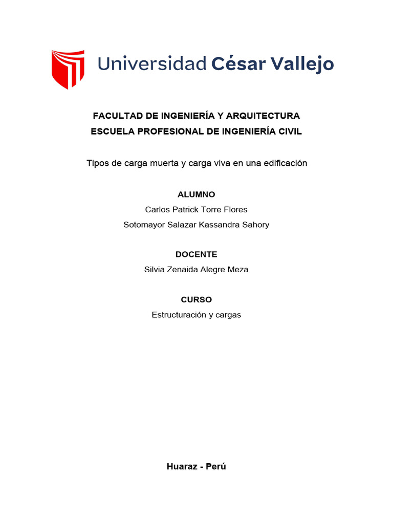 Tipos de Carga Muerta y Carga Viva en Una Edificación | PDF | Herida | edificio