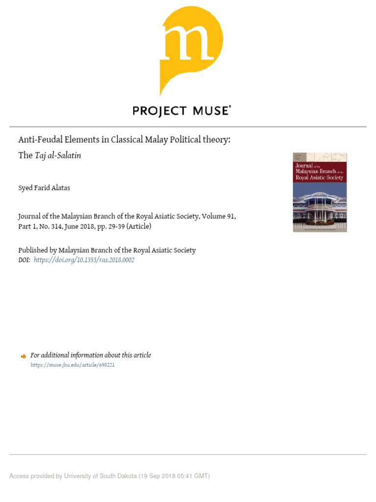 Anti-Feudal Elements in Classical Malay Political Theory | PDF | Caliphate