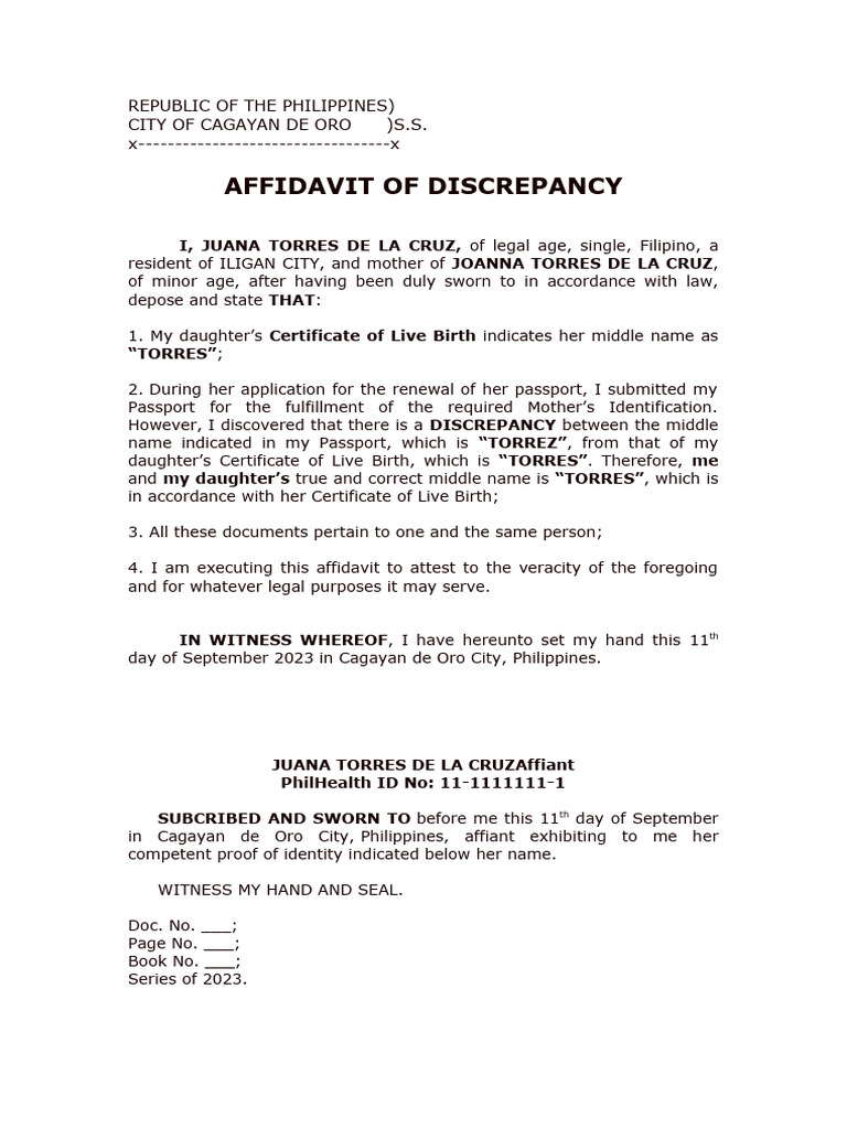 DFA - Affidavit of Discrepancy 68 | PDF