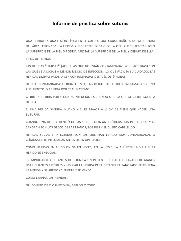 Informe de Practica Sobre Suturas | PDF