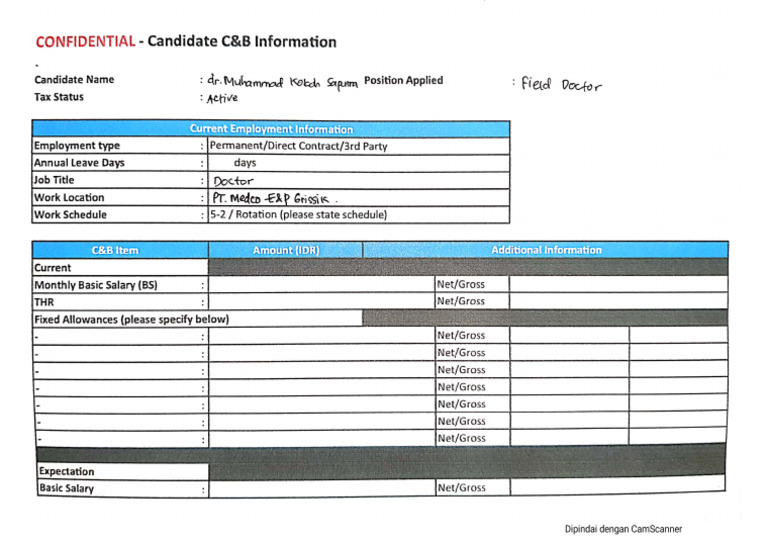 Candidate Complete CB Form | PDF
