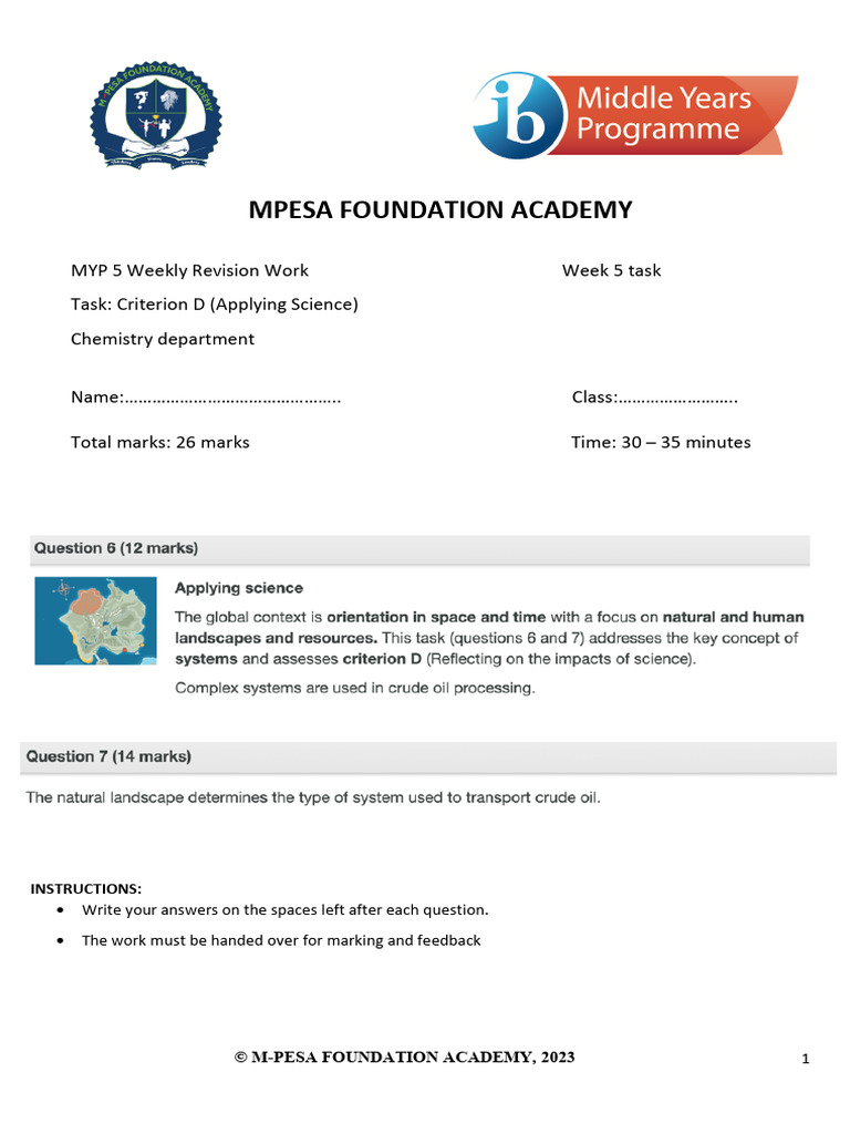 MYP 5 Science Criterion D Task | PDF