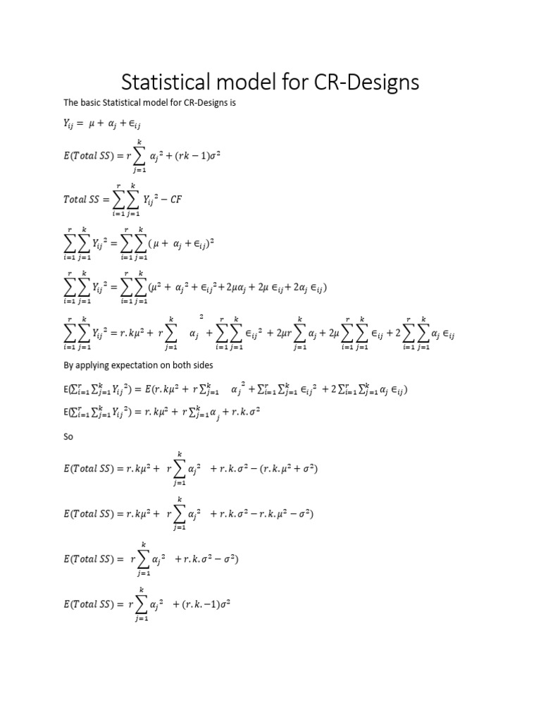 Statistical Models For Crd And Rcbd Pdf Statistical Inference