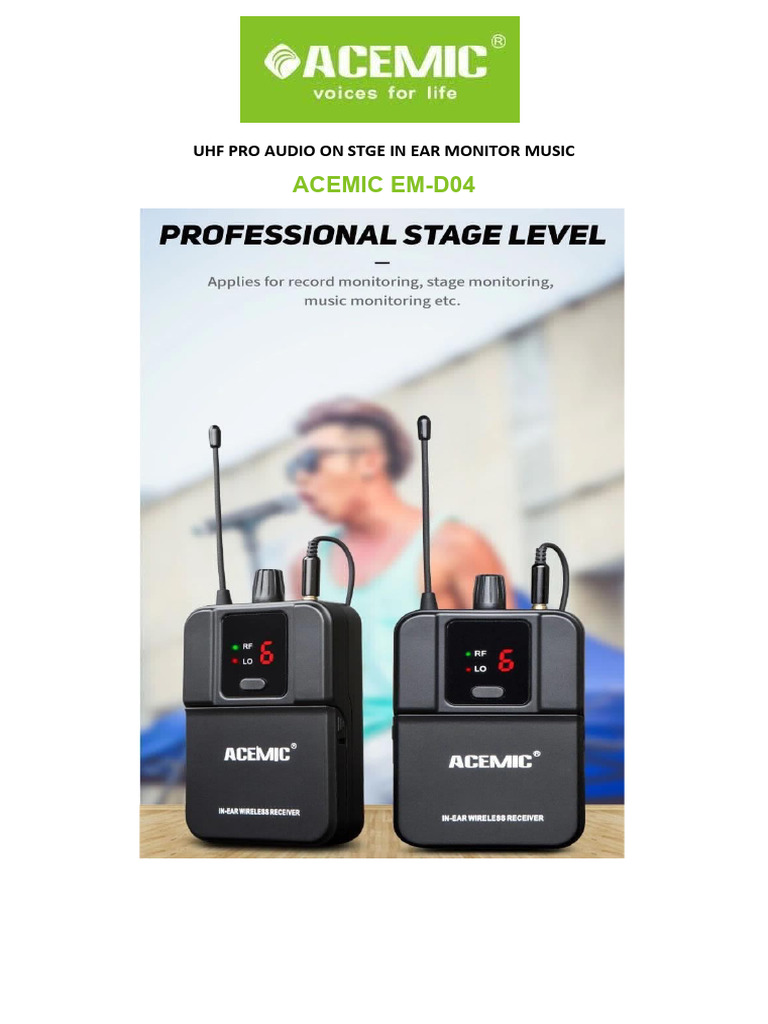 Especificaciones Acemic in Ear Monitor System | PDF