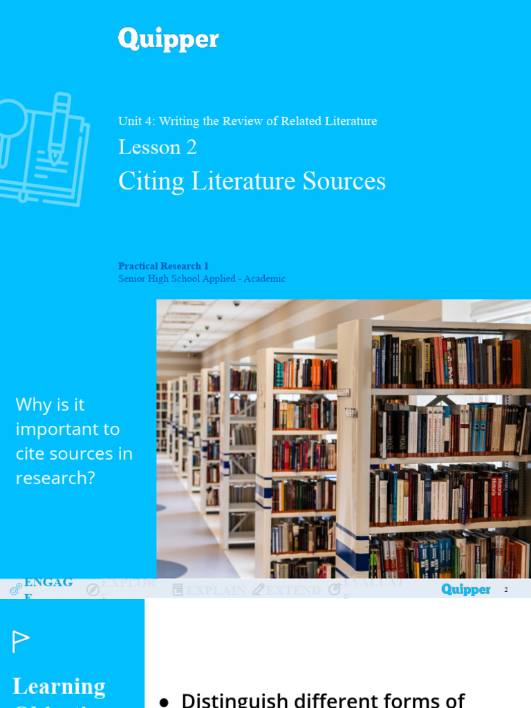 UNIT 4 LESSON 2 Citing Literature Sources | PDF | Citation | Apa Style