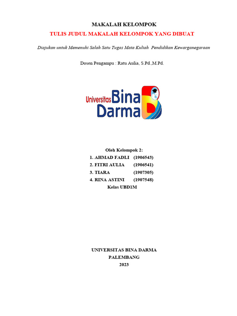 Contoh Format Makalah Kelompok | PDF