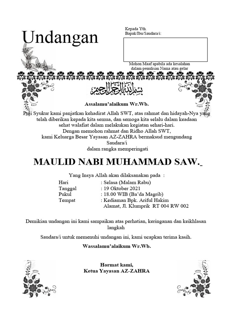 Undangan Tahlilan | PDF | Agama & Spiritualitas