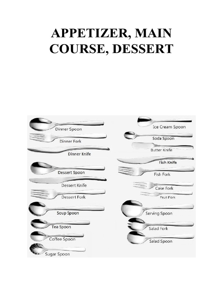 Table Manner Appetizer, Main Course, Dessert. | PDF