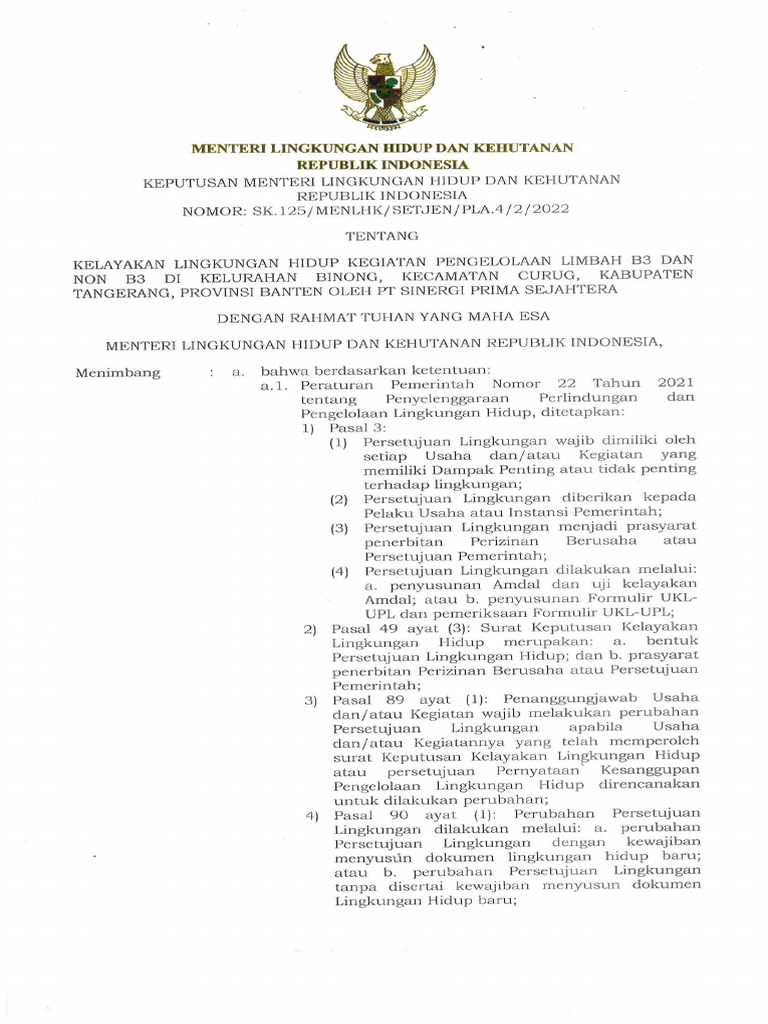 SK Pemanfaatan PT Sinergi | PDF