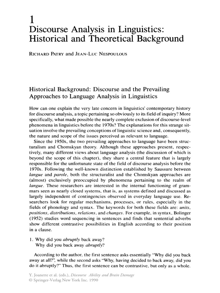 Historical and Theoretical Background | PDF | Linguistics | Discourse