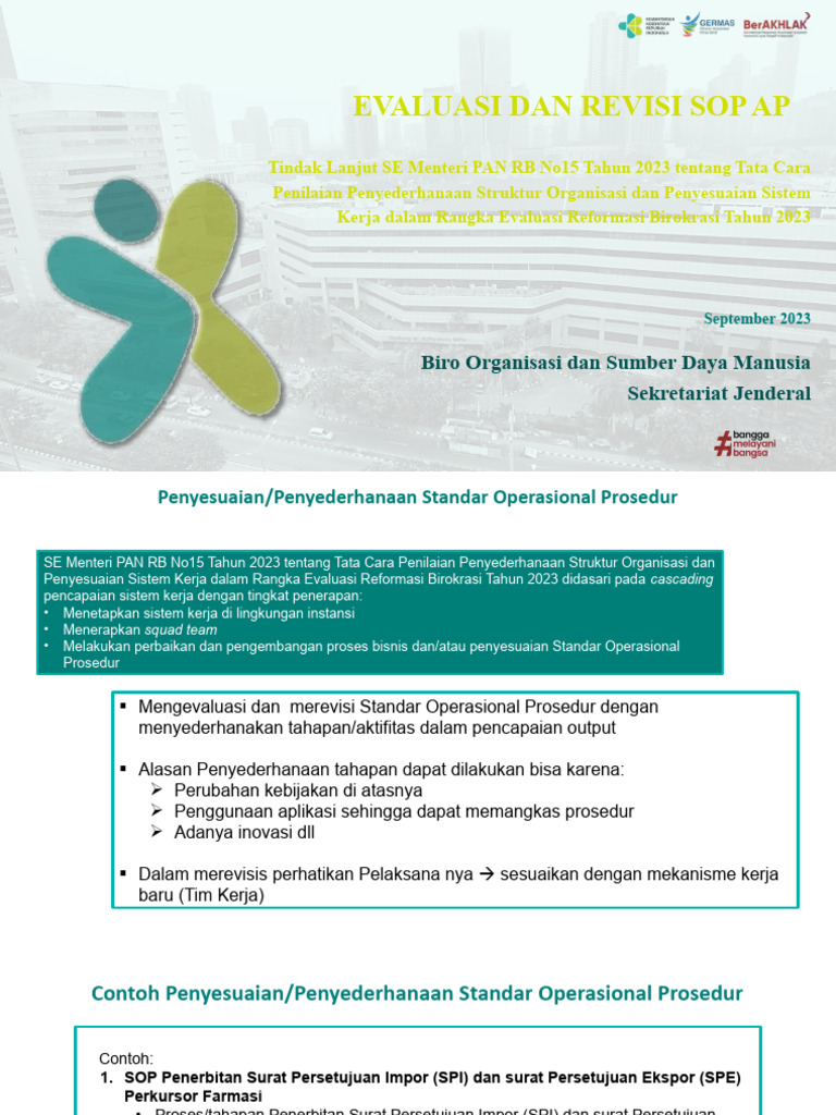 Evaluasi Dan Revisi SOP TL SE Menpan 15 TH 2023 | PDF