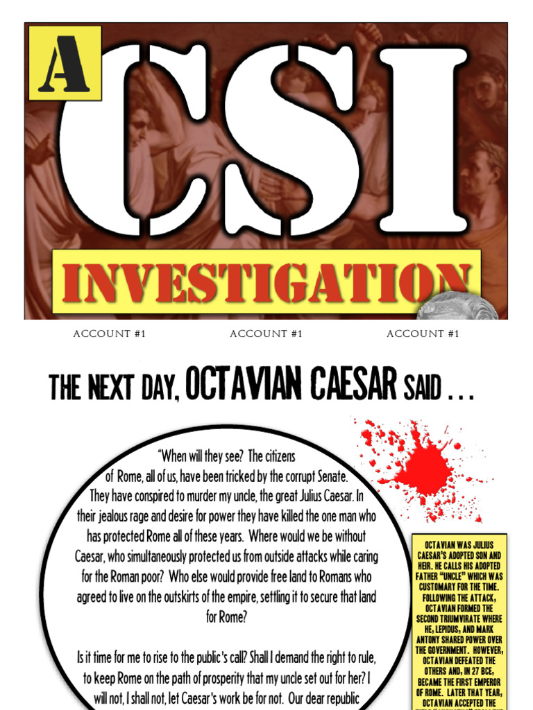 Caesar's Death CSI Za 1.A | PDF | Mark Antony | Augustus