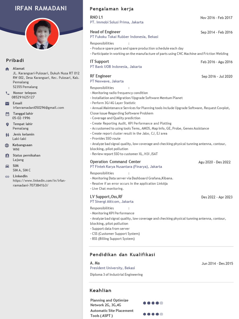 CV Irfan Ramadani Update 3 | PDF | Lte (Telecommunication) | Computing