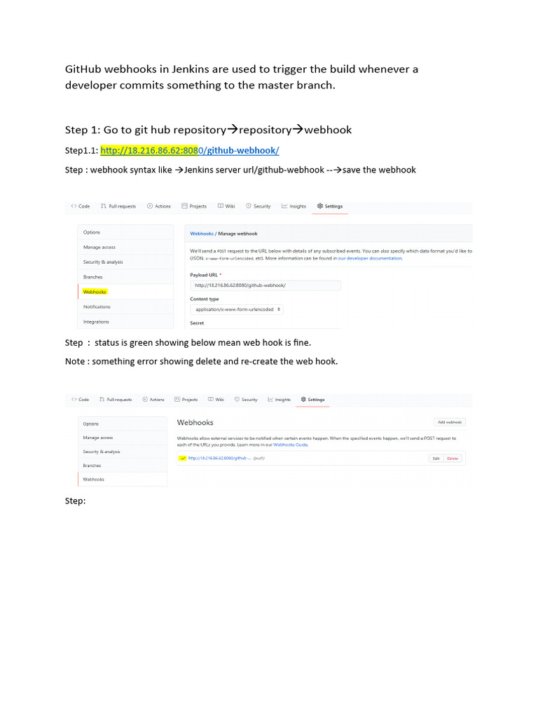 Git Webhook Jenkins Job | PDF | Technology & Engineering