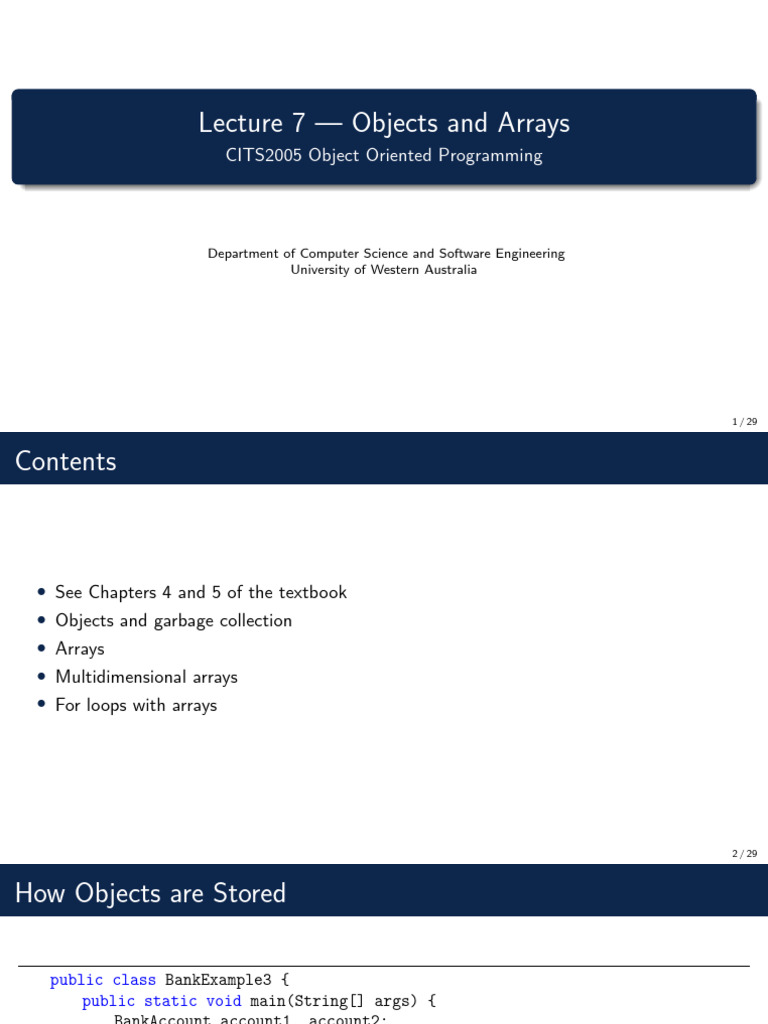 Cits2005 Lecture7 Pdf Variable Computer Science Object Oriented Programming 