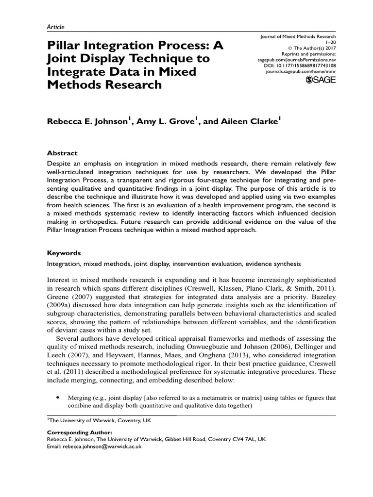 Pillar Integration Process: A Joint Display Technique To Integrate Data ...