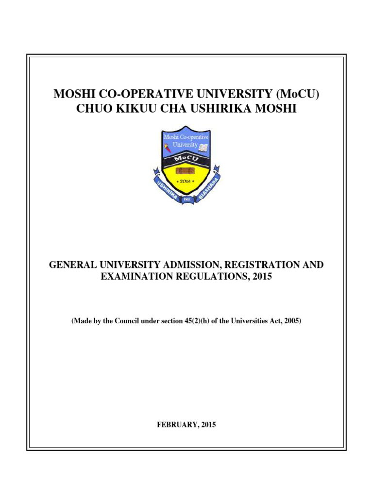 MoCU Admission and Examination Regulations | PDF | Academic Degree ...