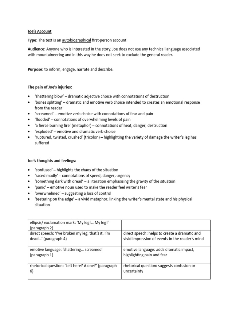 Analysing - Touching The Void | PDF | Ellipsis | Pain