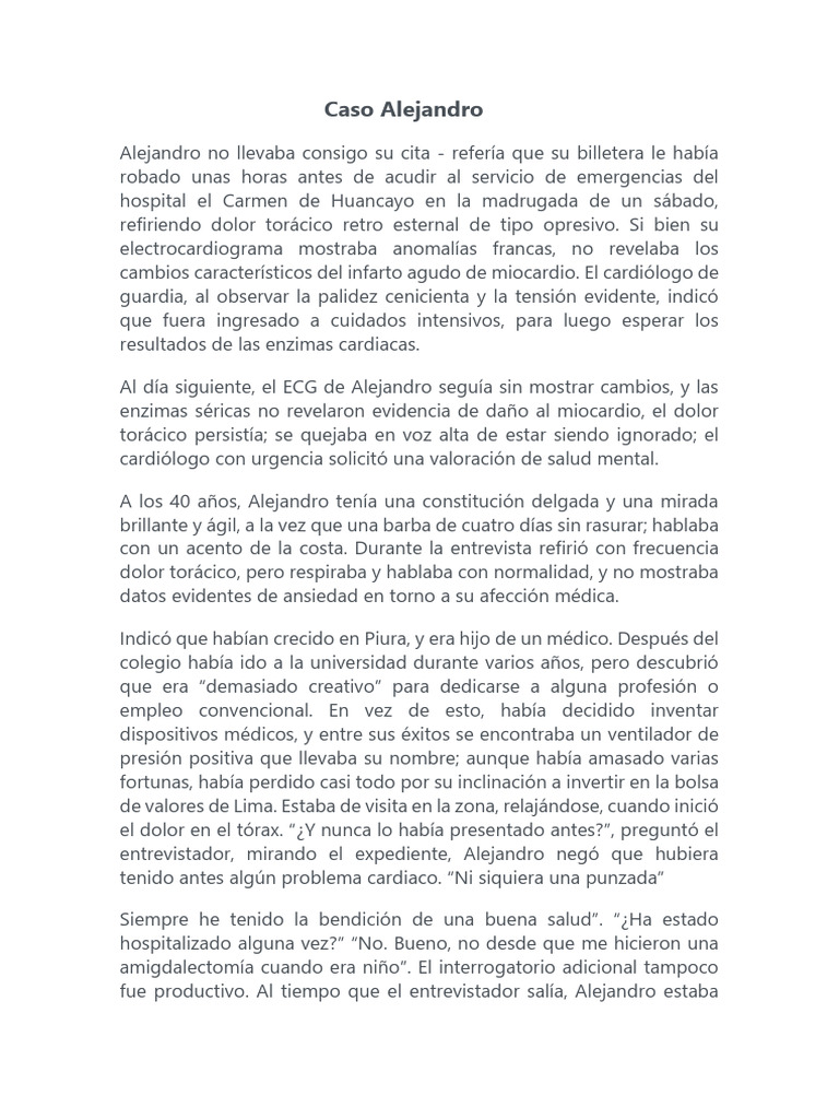 Caso Alejandro | PDF | Infarto de miocardio | Medicina CLINICA