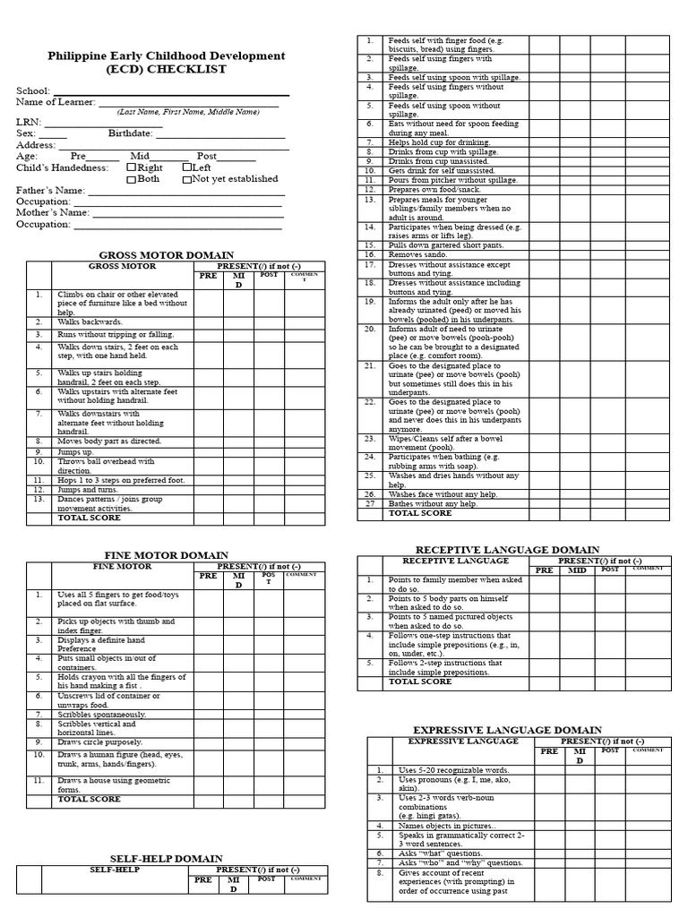 Ecd Checklist 2023 | PDF | Linguistics