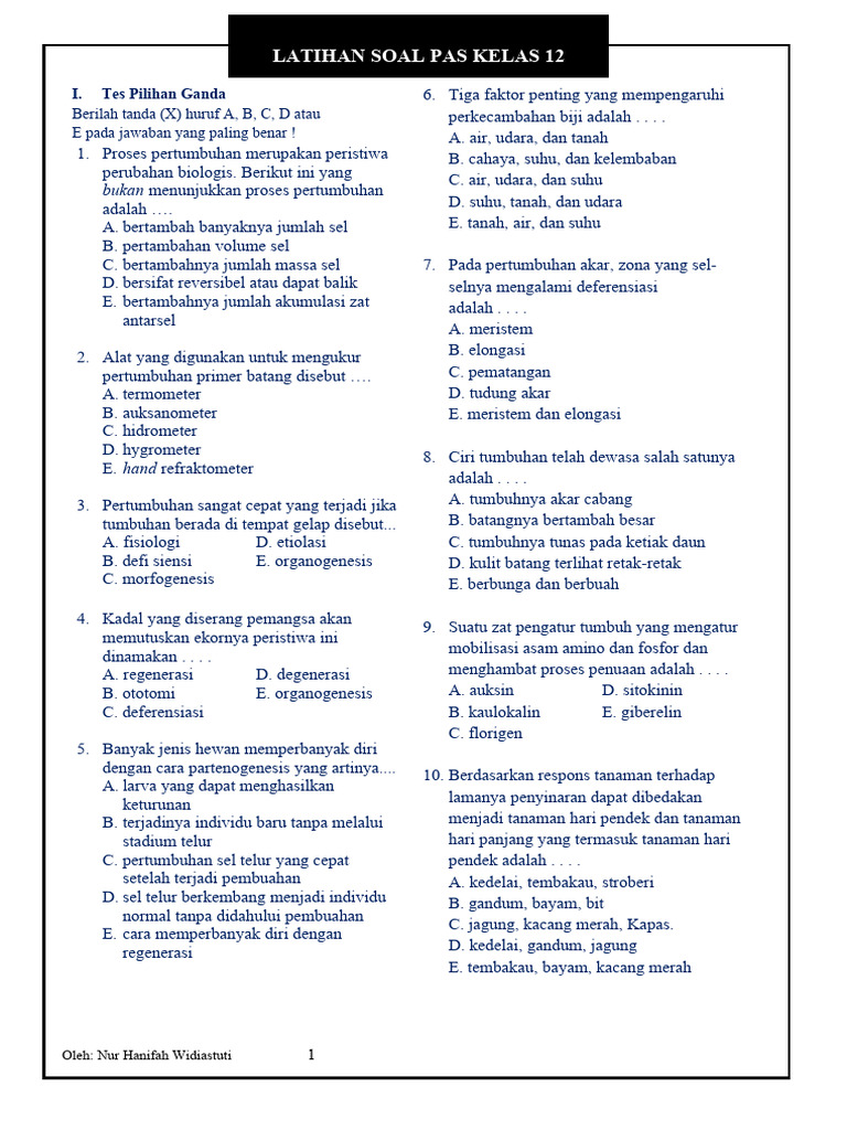 Latihan Soal PAS 1 | PDF