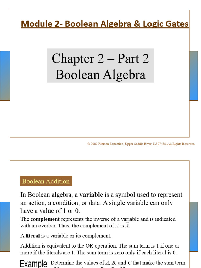 4 Ch2 P2 Boolean Algebra 2 01 Sem 442 Pdf Boolean Algebra
