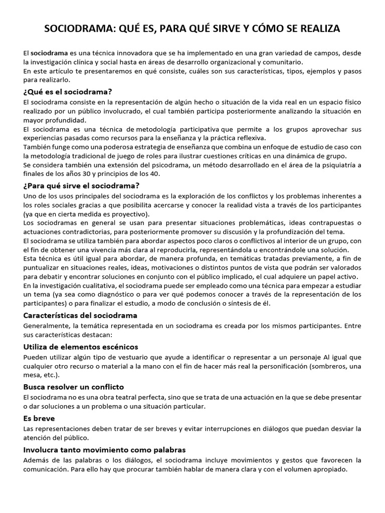 Sociodrama: Definición y Aplicaciones | PDF | Toma de decisiones | Interino