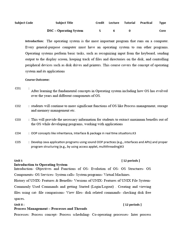 Os Syllabus Pdf Process Computing Operating System 