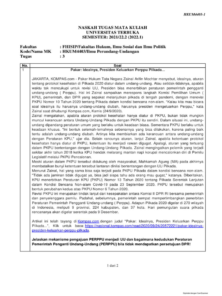 Soal Hkum4403 Tmk3 1 | PDF