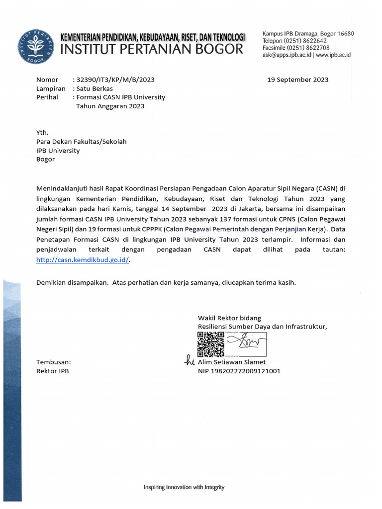 Formasi CASN IPB University 2023 | PDF