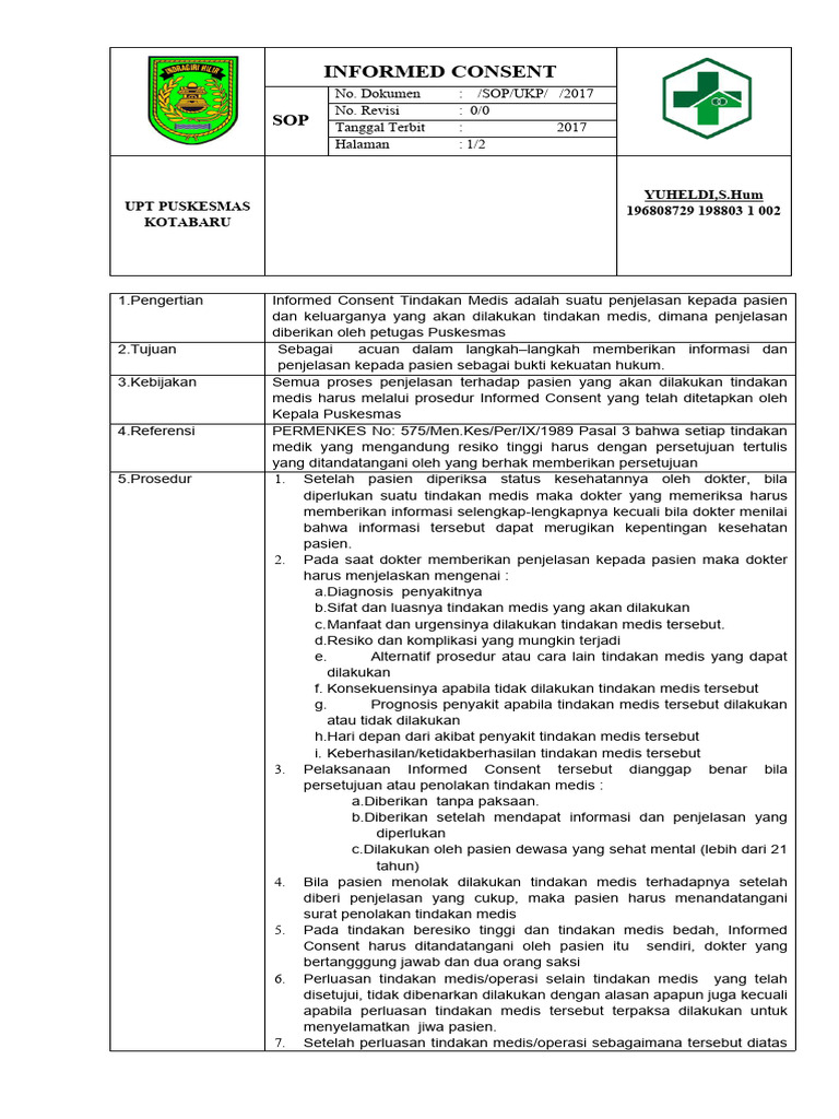 Sop Informed Consent | PDF