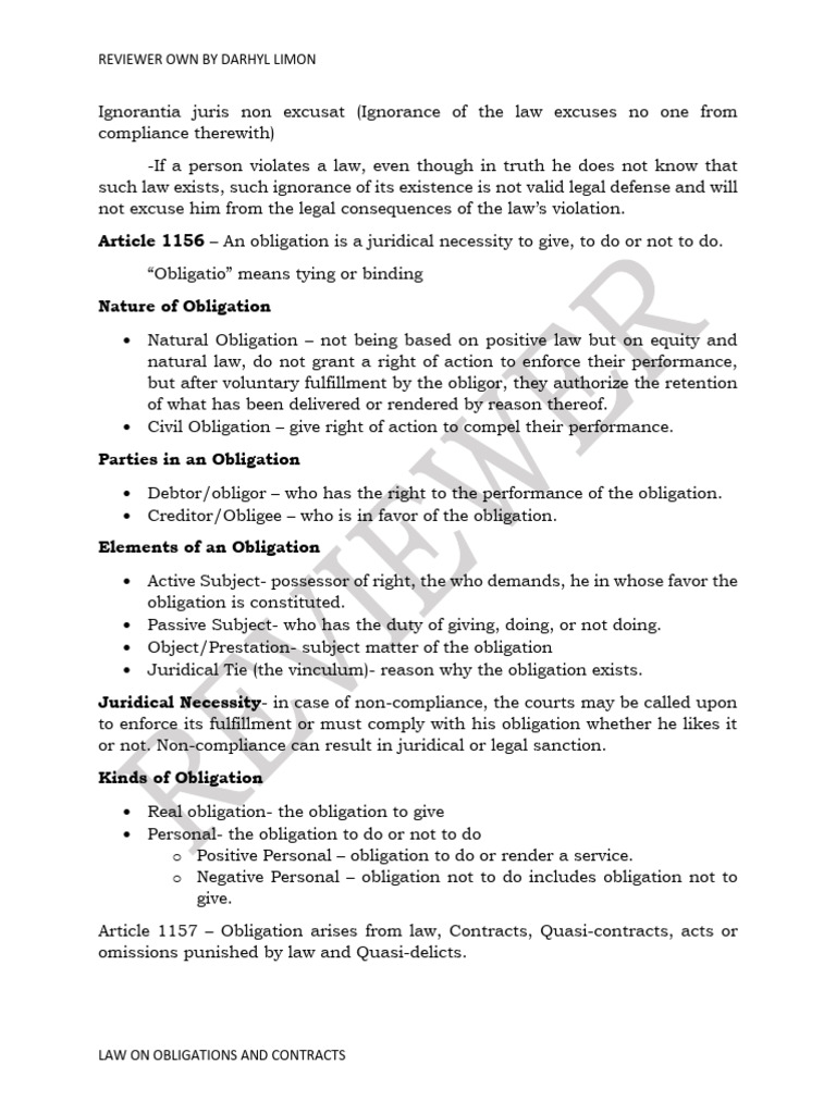 Oblicon Reviewer | PDF | Negligence | Legal Liability