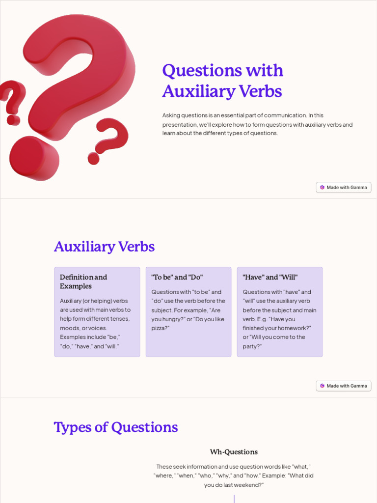 Questions With Auxiliary Verbs | PDF