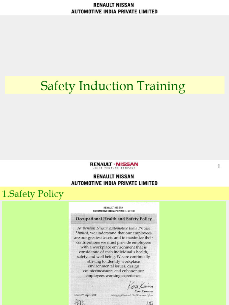 Safety Induction Training - Rev1 | PDF | Safety | Emergency