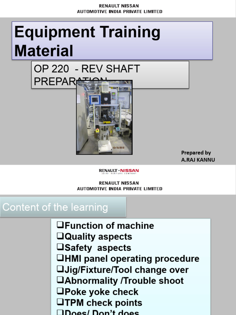 Equipment Training Material | Download Free PDF | Rivet | Machines