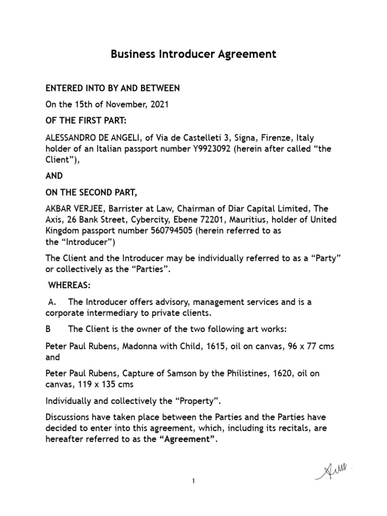 Business Introducer Agreement | PDF | Consideration | Business Law