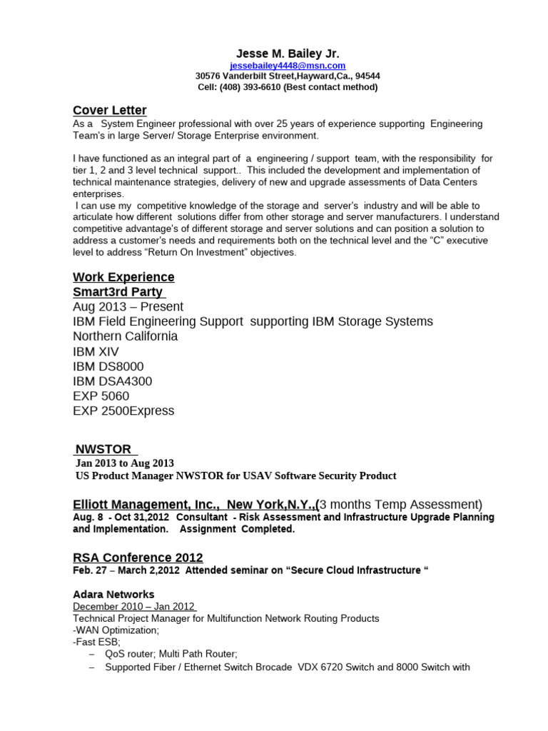 Bailey, Jesse - Resume - SE - CA | PDF | Software Release Life Cycle | Computer Engineering
